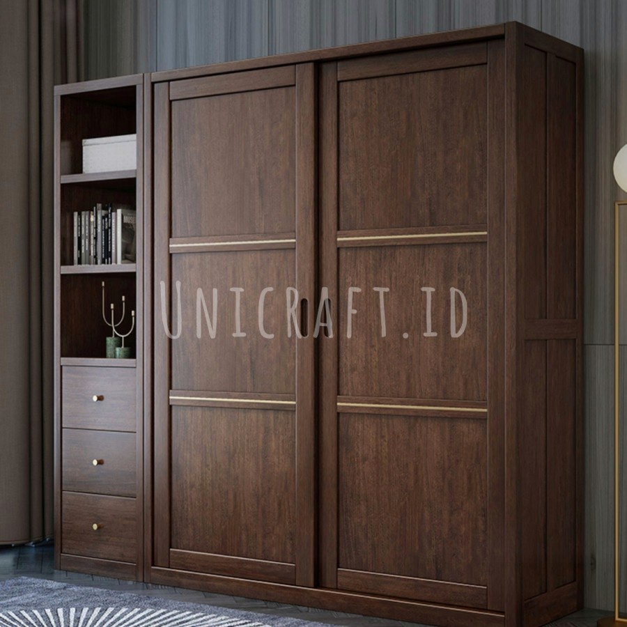 Jual Unicraft Rak Lemari Pakaian Sliding Kayu Jati Solid | Shopee Indonesia