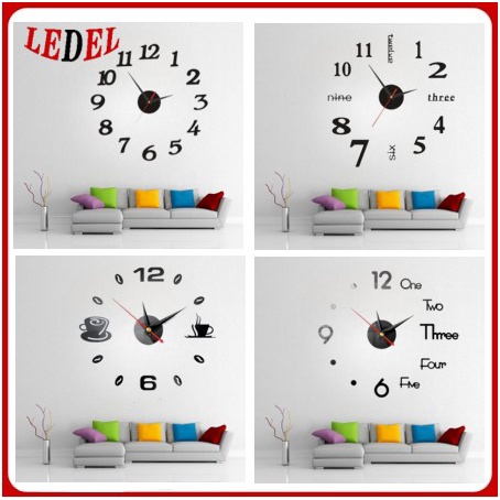 Jual DIY wall clock / Jam Dinding tempel / jam 3d time kantor kamar ...