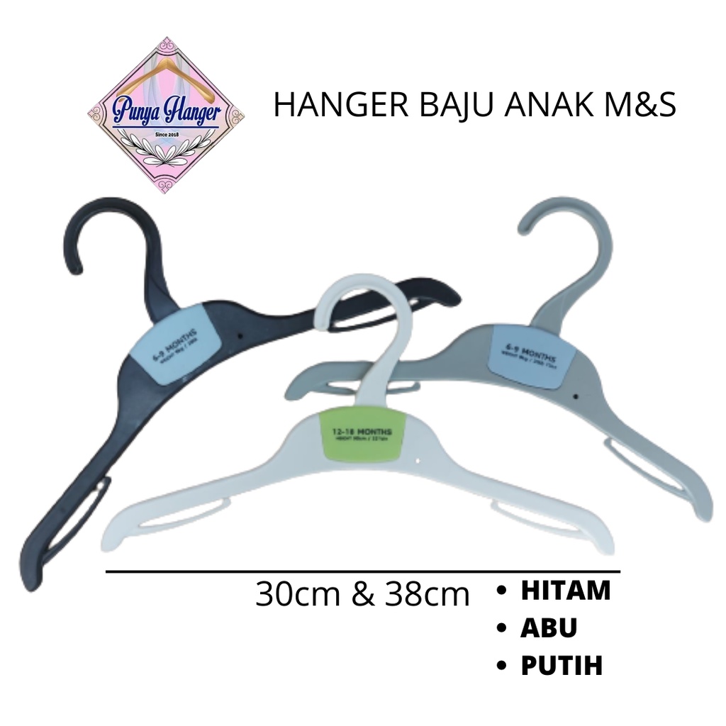 Jual Hanger Baju Anak M&S Plastik tebal ukuran 25-38cm | Shopee Indonesia