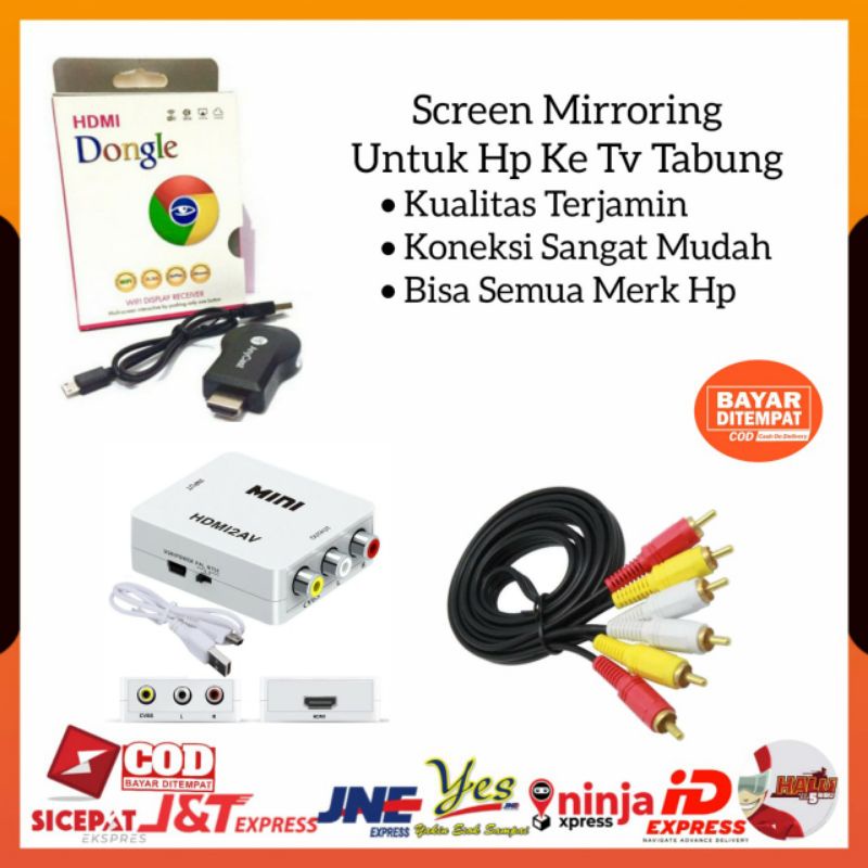 Jual (COD) PAKET LENGKAP MIRORING DARI HP KE TV TABUNG / ANYCAST DONGLE ...