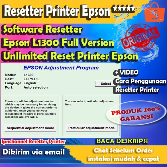 Jual Software Resetter Epson L1300 Full Version Unlimited Reset Printer Epson | Shopee Indonesia