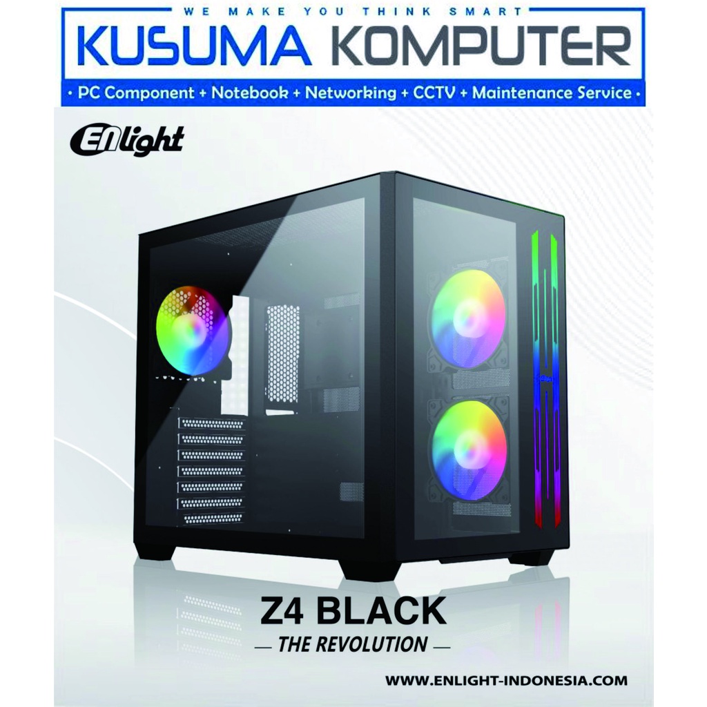Jual Casing Enlight FPMAX Z4 Black RGB Free 3 Fan ATX Casing PC Gaming ...