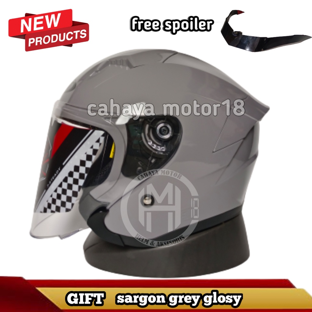 Jual HELM GIFT SARGON SOLID GREY GLOSI HALF FACE|MODEL NJS KAIROZ ...