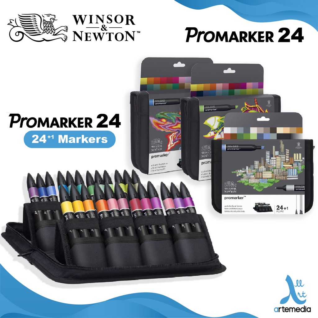 Jual Winsor & Newton Promarker Set 24 Wallet Dual Point Marker Alcohol ...