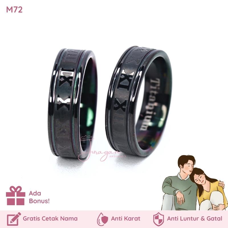 Jual [Gratis Ukir Nama] Cincin Couple Pasangan Romantis Titanium Anti Karat M72 Tunangan Hitam ...