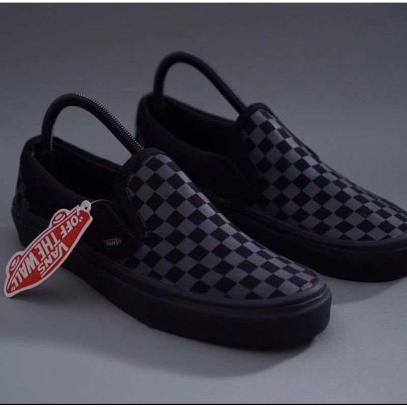 Jual Vans Slip On Checkerboard Mono Black | Shopee Indonesia