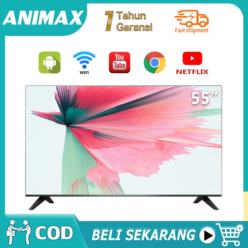 Jual ANIMAX Smart TV 55 inch 4K UHD Voice Control Frameless Android ...