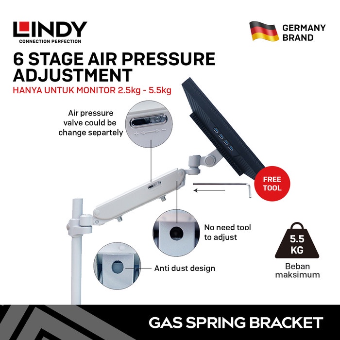 Jual LINDY Bracket TV Monitor AOC Xiaomi LG LCD Screen Display Arm Gas ...