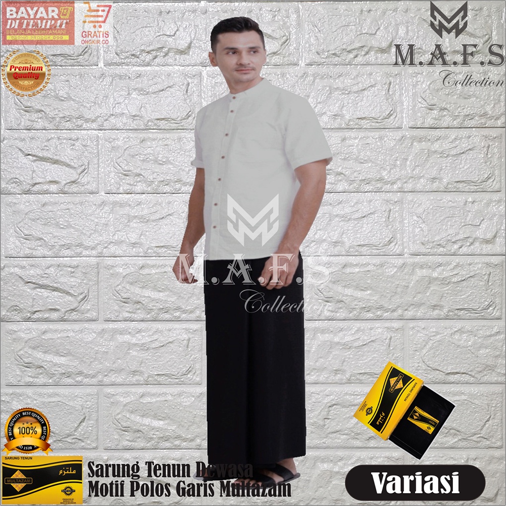 Jual SARUNG DEWASA SARUNG TENUN POLOS HITAM MULTAZAM | Shopee Indonesia