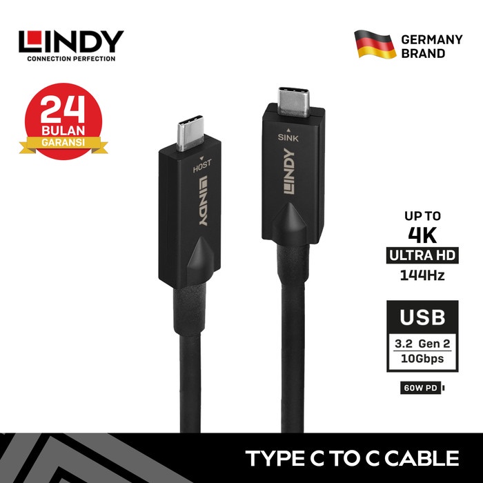 Jual LINDY 10M USB 3.2 Gen 2 Type C to C Optical Hybrid Active Cable ...