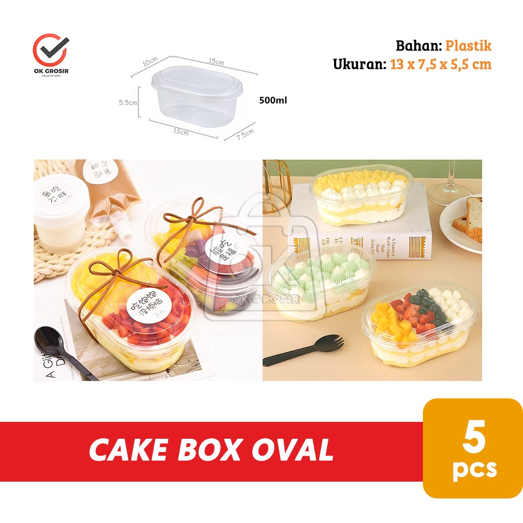 Jual Mika Kue Oval / Cake Box Pudding Cup Oval 13x7,5x5,5cm (1 pack isi ...