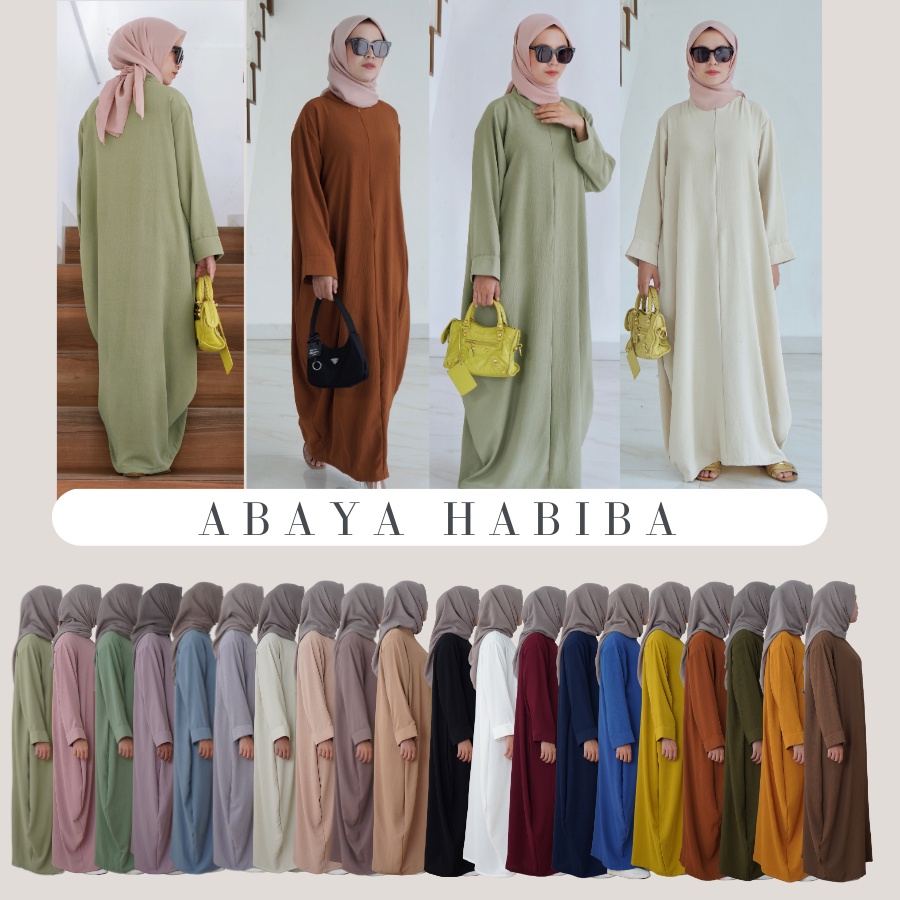 Jual Abaya habiba crinkle / gamis crinkle polos / abaya kaftan basic turkey turki | Shopee Indonesia