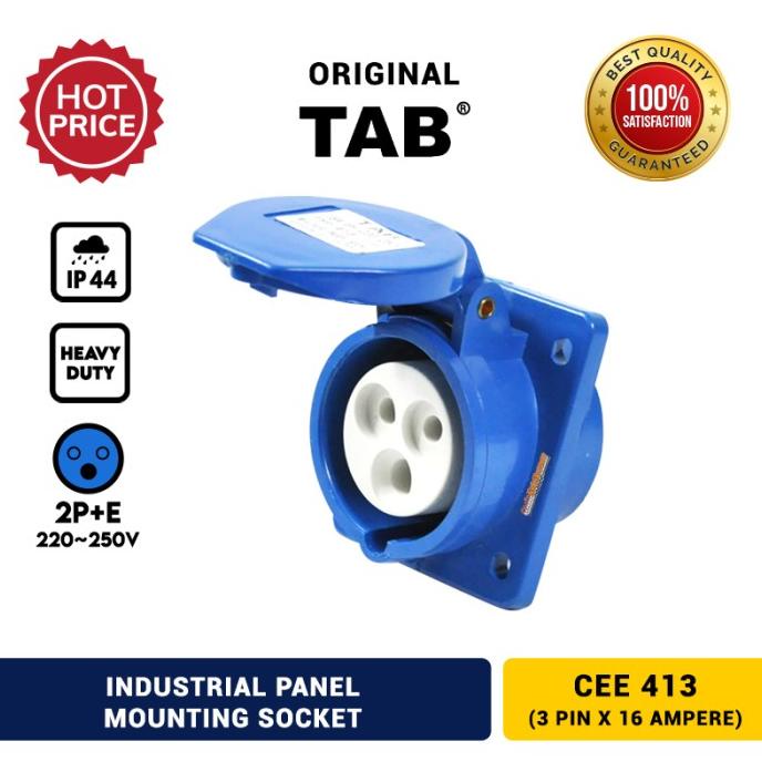Jual Stop Kontak Genset 3 Pin 16A CEE 413 TAB Industrial Panel Socket 16 A | Shopee Indonesia