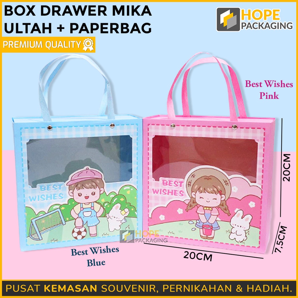 Jual Paper Box Drawer Mika + Paper Bag / Tas Souvenir Ulang Tahun Anak ...