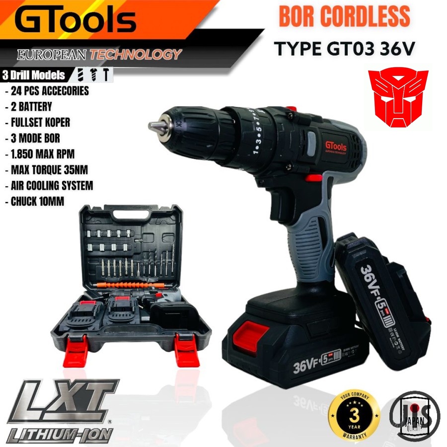 Jual Bor cordless 36V GTOOLS EROPA GT03 impact drill MESIN bor baterai ...