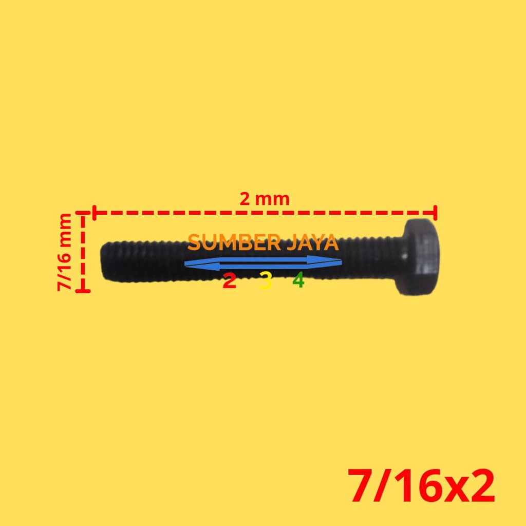 Jual BAUT MUR UNC 7/16 X 2 HITAM PER 1 PCS | Shopee Indonesia