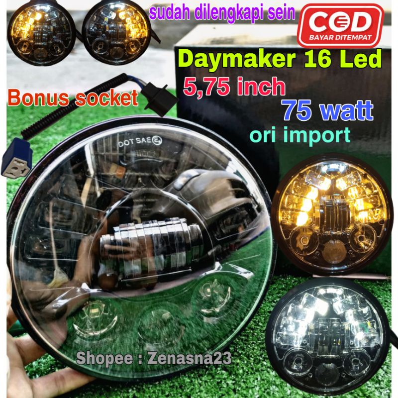 Jual LAMPU DAYMAKER 16 LED 5,75 INCH 75 WATT DUS HITAM POLOS ORI IMPORT ...
