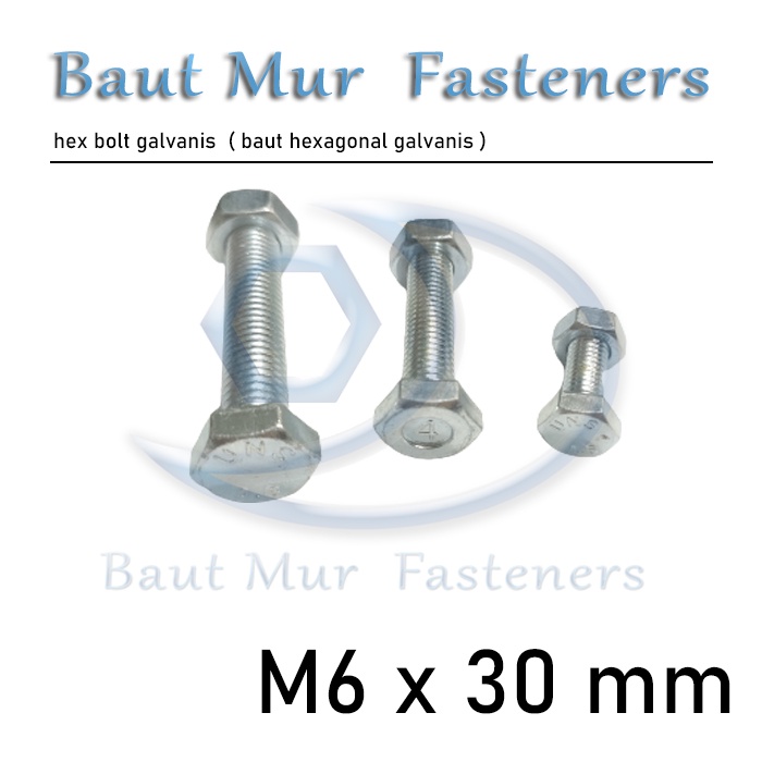 Jual Baut Mur M6 x 30MM / BMP M6 x 30MM Galvanis / BMP M6 x 30MM | Shopee Indonesia