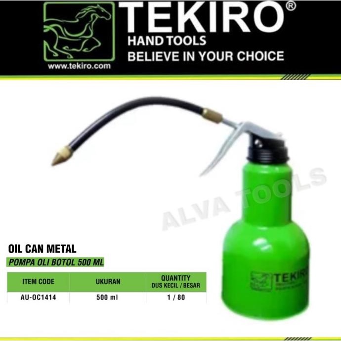 Jual TEKIRO Oil Can Metal 500ml / Pompa Oli Botol Hijau Besi AU-OC1414 ...