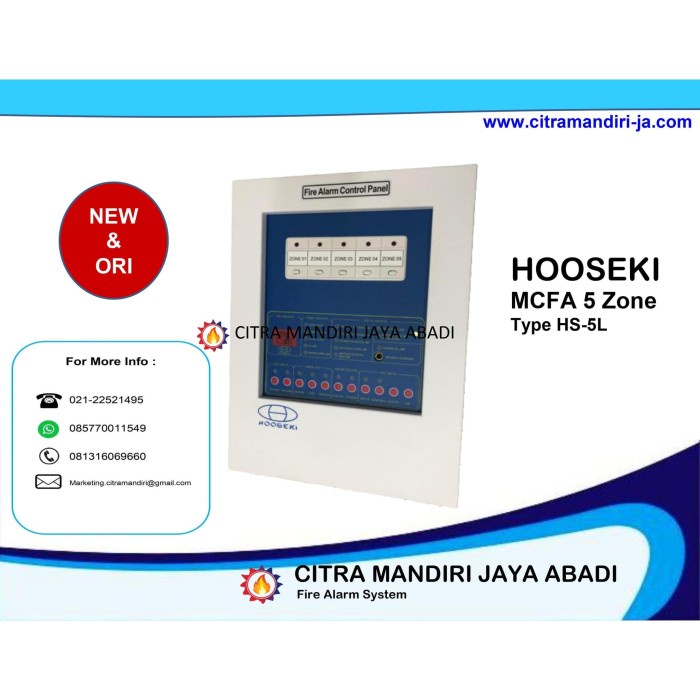 Jual Master Control Panel Fire Alarm 5 Zone Hooseki MCFA PANEL | Shopee ...