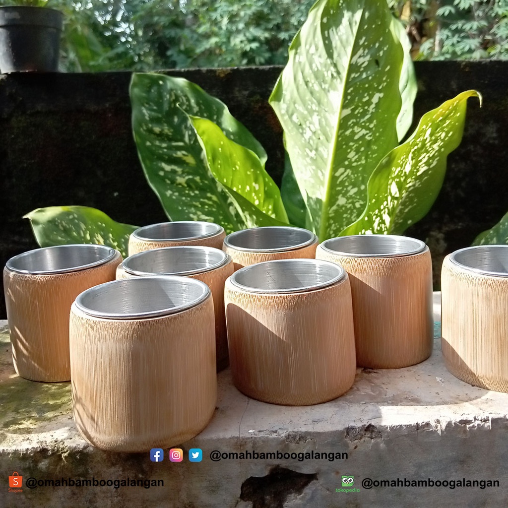 Jual Gelas Bambu Stainless Cover Bambu 150 Ml, Cangkir Bambu Isi ...