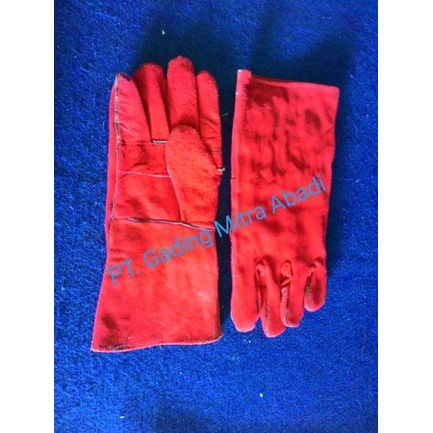 Jual SARUNG TANGAN KULIT MERAH PANJANG / PALIPIT MERAH | Shopee Indonesia