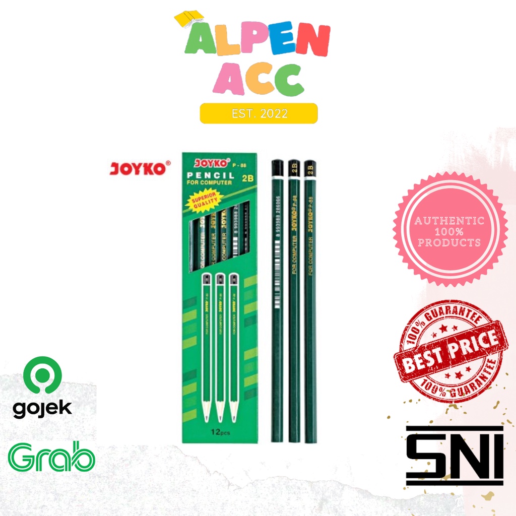 Jual JOYKO Pencil Kayu | Pensil Joyko P-88 2B | 1BOX : 12PCS | Shopee ...