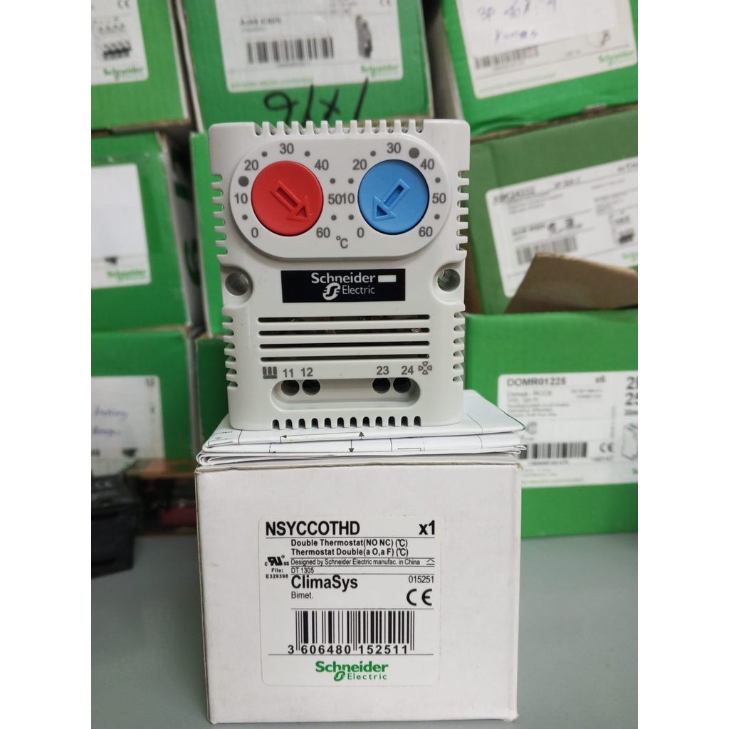 Jual Double thermostat NSYCCOTHD schneider thermostat 1NO 1NC 0-60°C ...