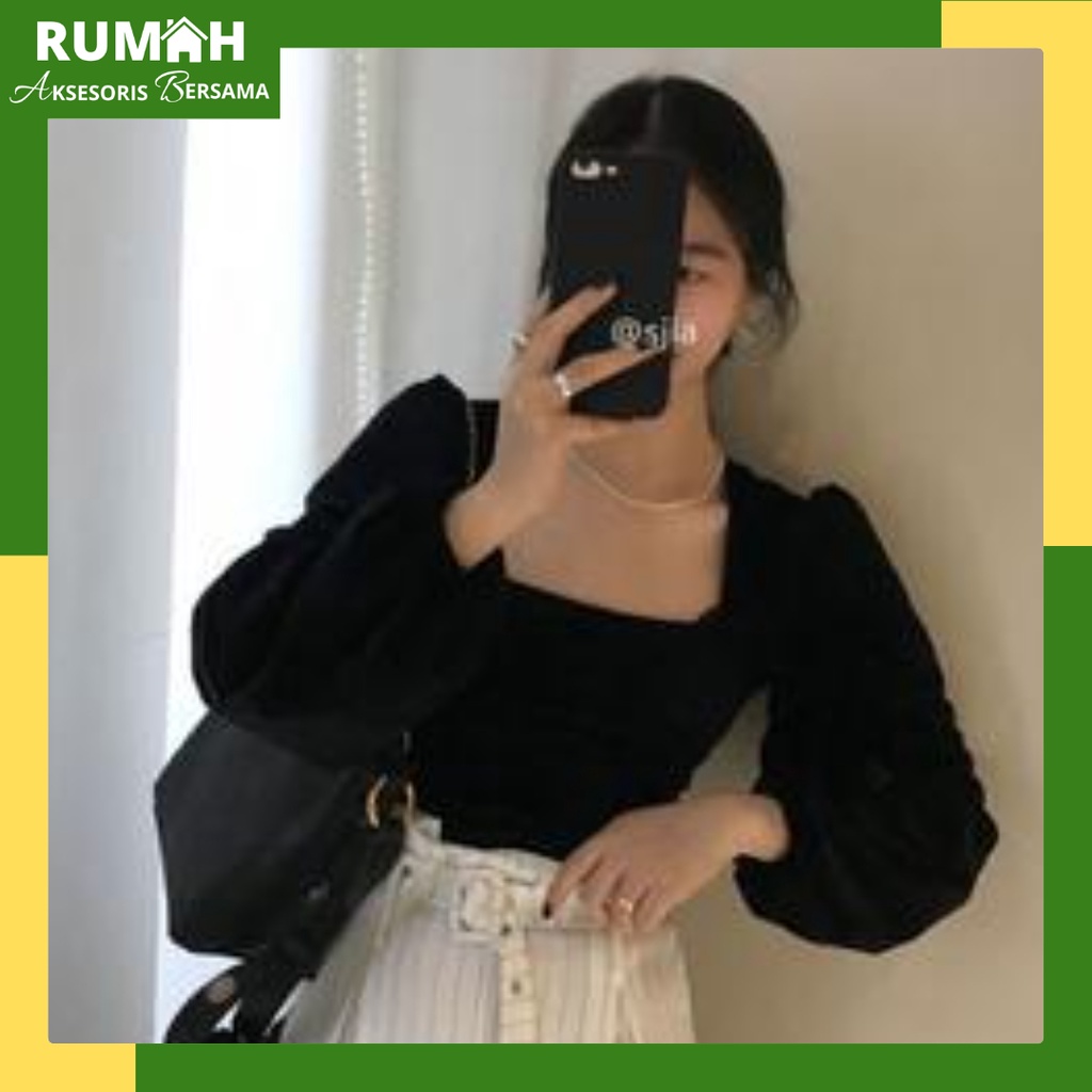 Jual RAB BJ339 Baju Atasan Wanita Blouse Bluse Top Sabrina Crop Top ...