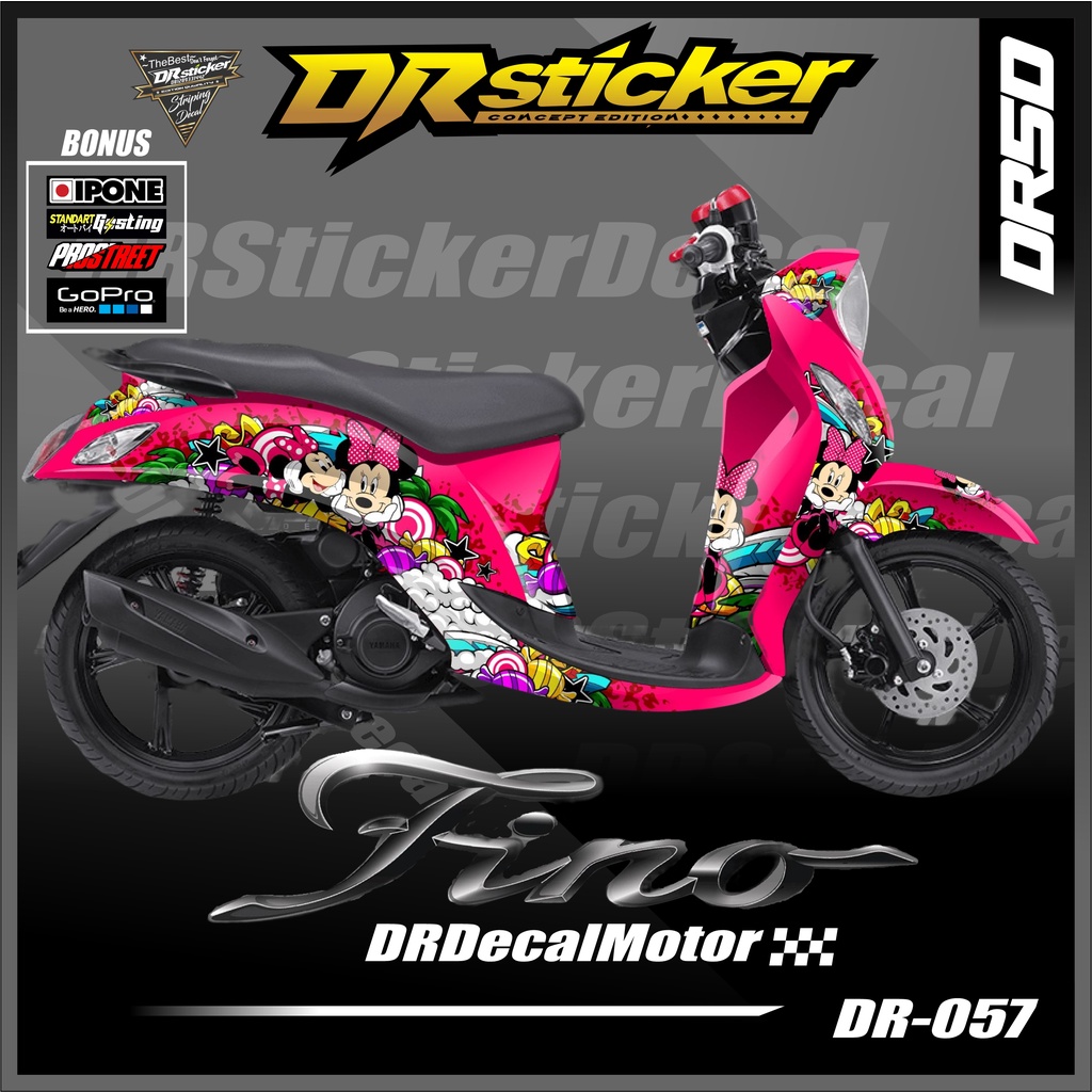 Jual Decal sticker motor fino merah hitam full dasbor ful body | Shopee ...