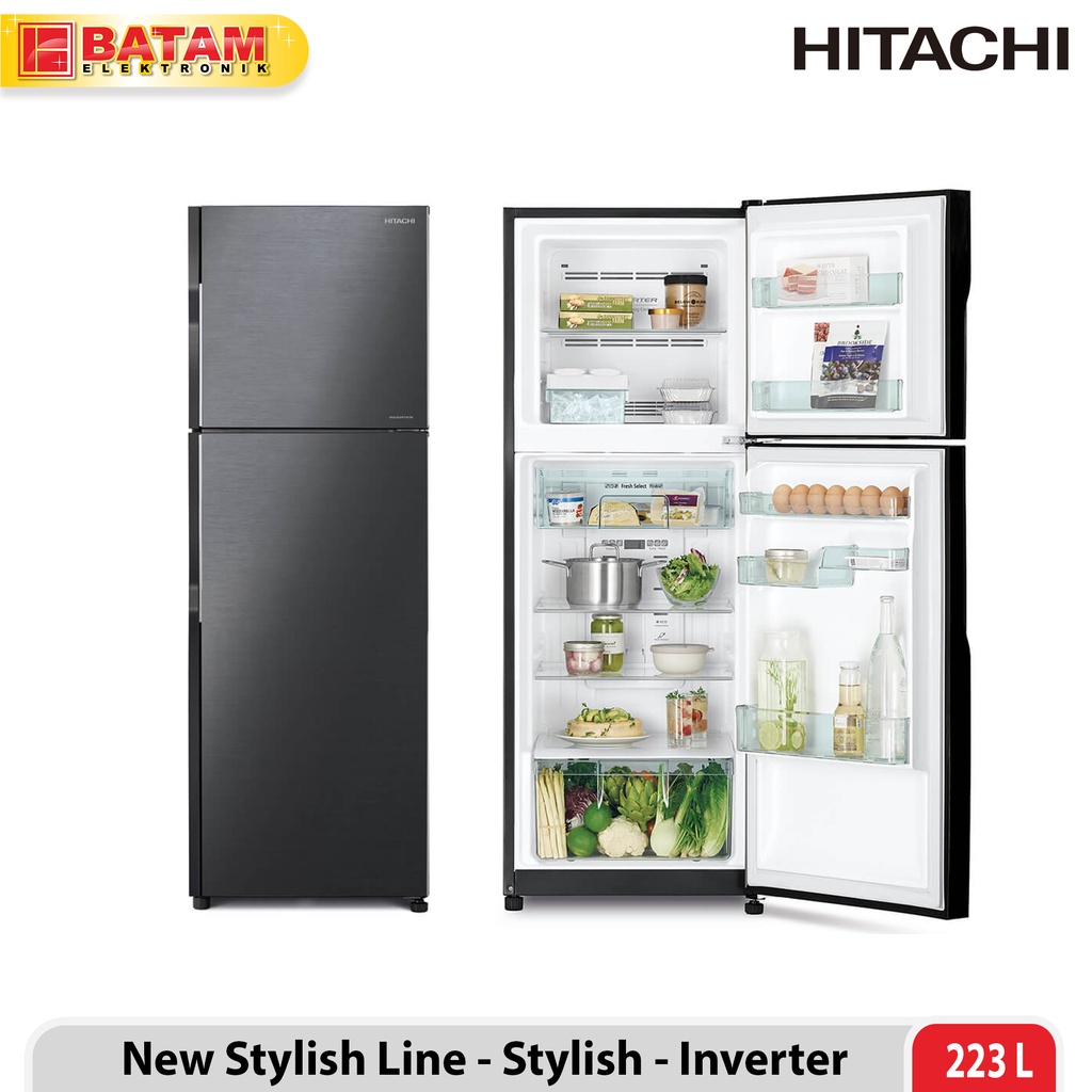 Jual HITACHI Kulkas 2 Pintu Invertter R-H24PGD7 BBK Brilliant Black (223 Liter) | Shopee Indonesia