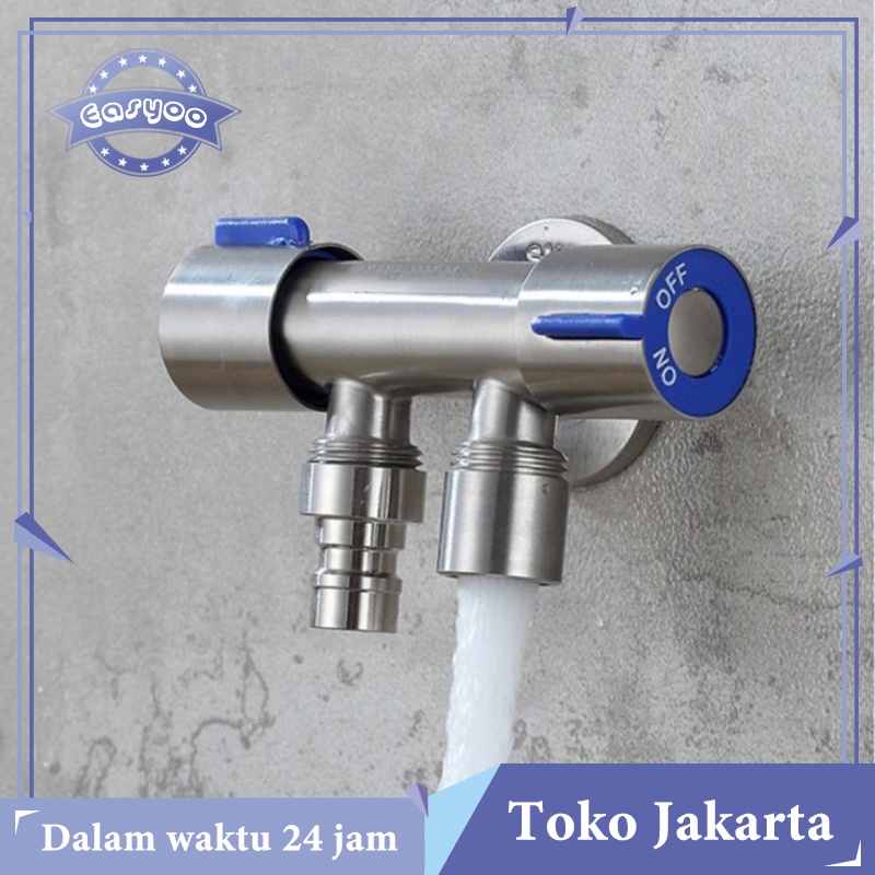 Jual Kran Shower Double Stop Kran Cabang Kanan Kiri Stainless Sus 304 | Shopee Indonesia