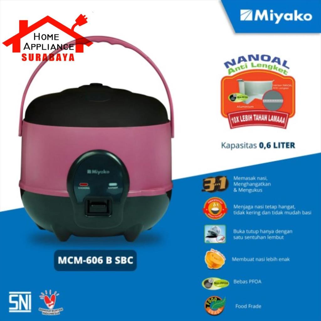Jual Rice Cooker Magic Com Mini Warmer Plus 3 In 1 0.6 Liter Miyako MCM ...