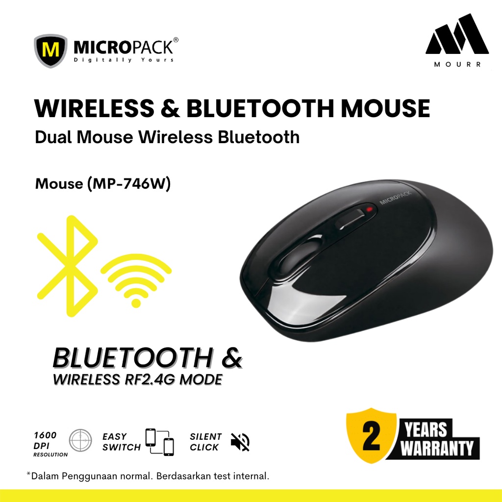 Jual Micropack Dual Mouse Wireless Bluetooth Black Inspire Pro - (MP-746W) | Shopee Indonesia