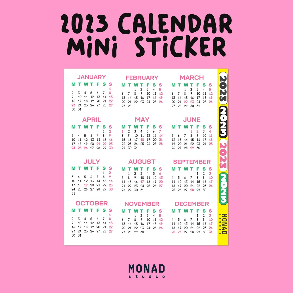 Jual 2023 CALENDAR MINI STICKER DENGAN HARI LIBUR NASIONAL INDONESIA ...