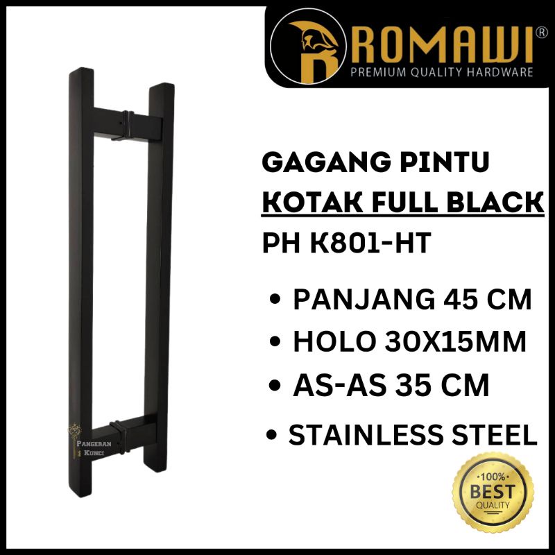 Jual PULL GAGANG PEGANGAN HANDLE PINTU TARIK KACA KOTAK STAINLESS ALUMUNIUM KAYU FULL HITAM ...