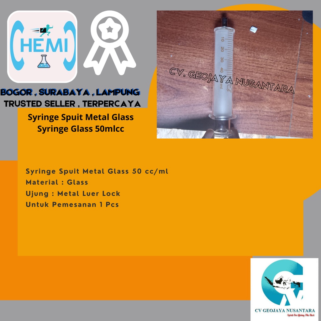 Jual Syringe Spuit Metal Glass Syringe Glass 50mlcc | Shopee Indonesia