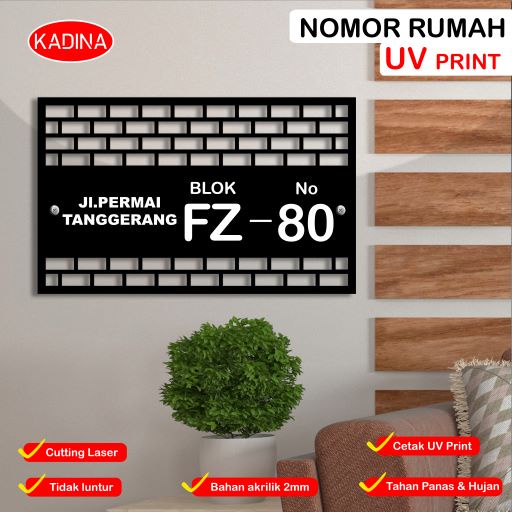 Jual Kadina Papan Nomor Rumah Acrylic Modern Laser Cut UV Print NR6 ...