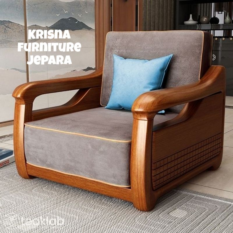 Jual SOFA SINGLE KAYU JATI MEWAH CUSTOME/FURNITURE JEPARA | Shopee ...