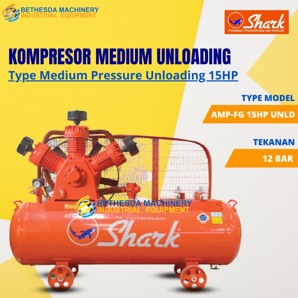 Jual Kompresor angin /air compressor shark 15HP/15PK Medium Unloading ...