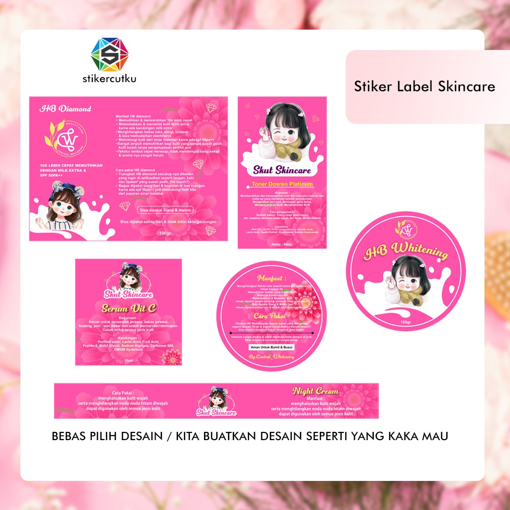 Jual Stiker Label Kemasan Kosmetik Skincare Kertas Stiker Vinyl ...