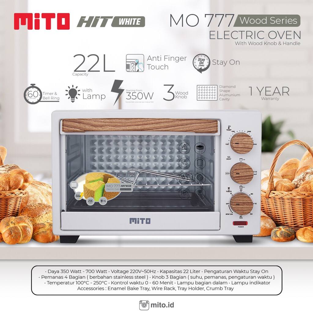 Jual Mito Oven Listrik MO 777 22L Wood Series Oven mito 22 liter Oven ...