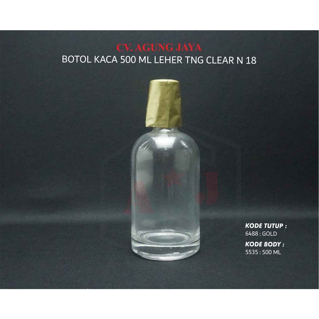 Jual Botol Kaca 500 ml Leher Tinggi / Botol Minum / Botol Cuka / Madu ...