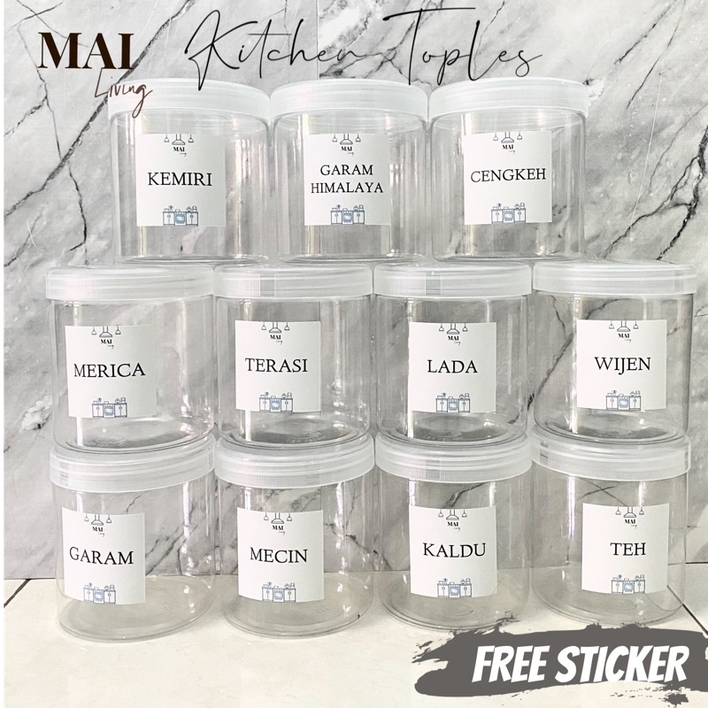 Jual Mailiving Tempat Bumbu Toples Botol Plastik Dapur Aesthetic ...