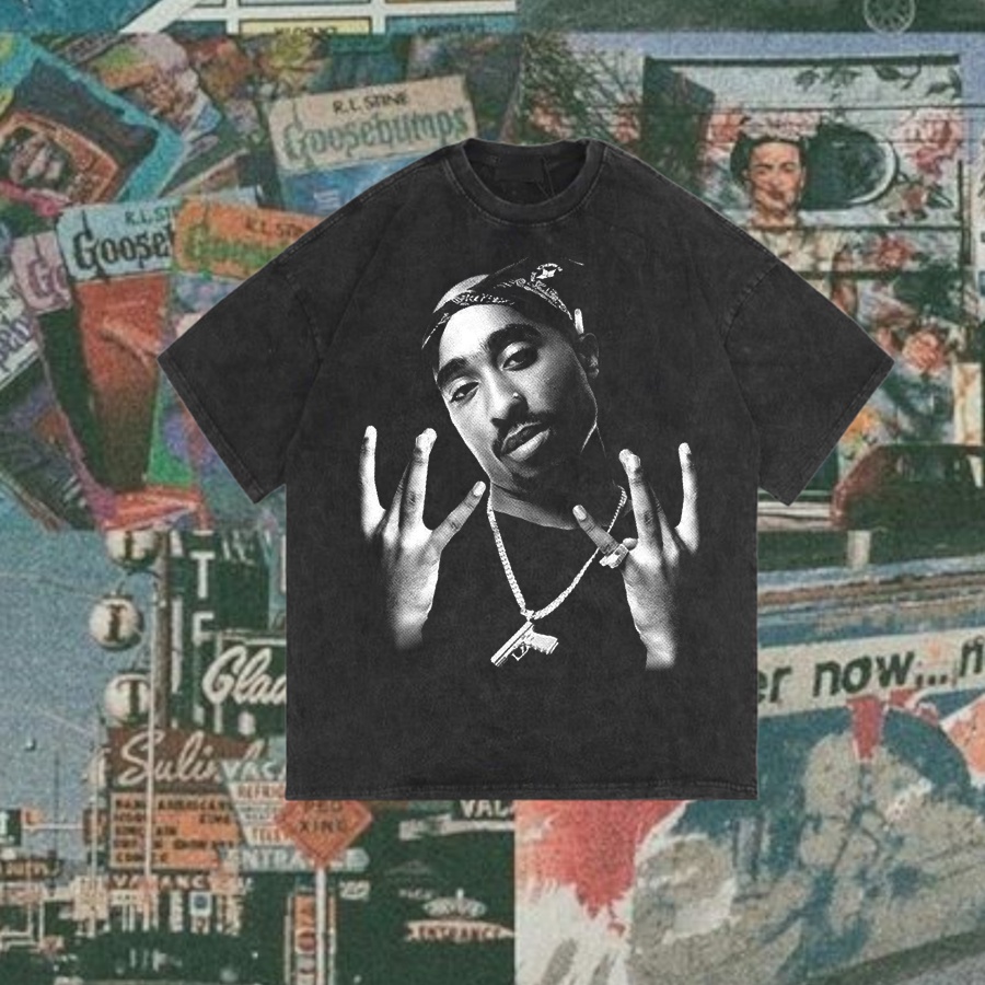 Jual Ossu Official "Tupac Face" Reguler T-Shirt | Stone Wash | Black ...
