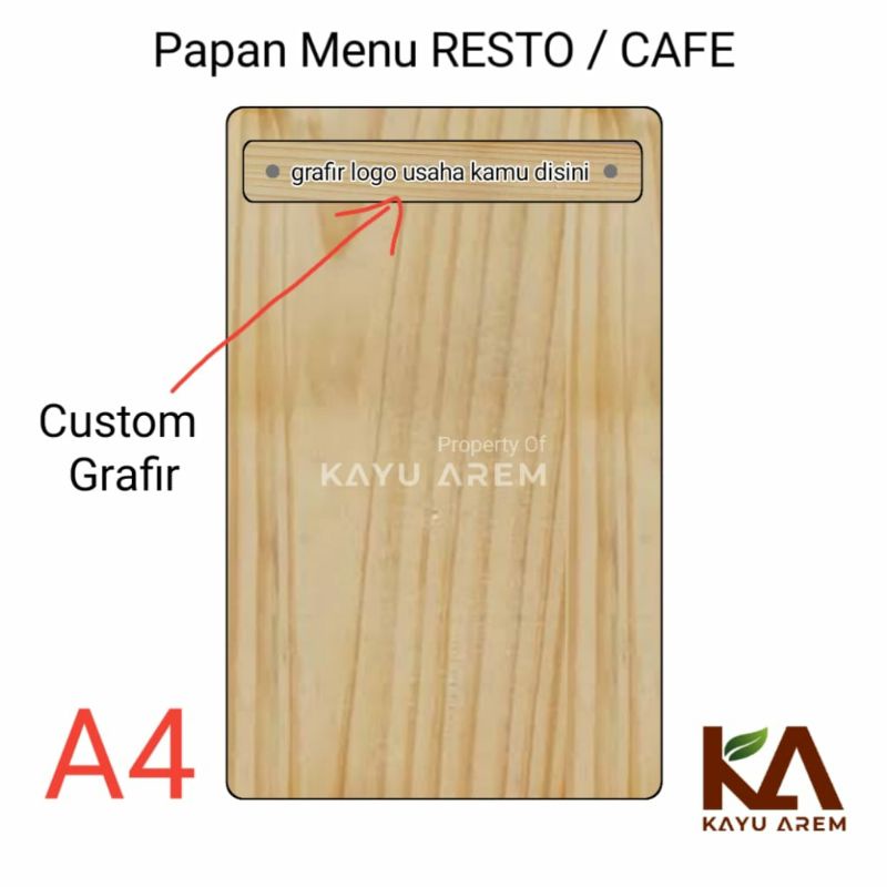 Jual Papan MENU KAYU Board / Buku Cover Menu A4 Resto Cafe Custom ...