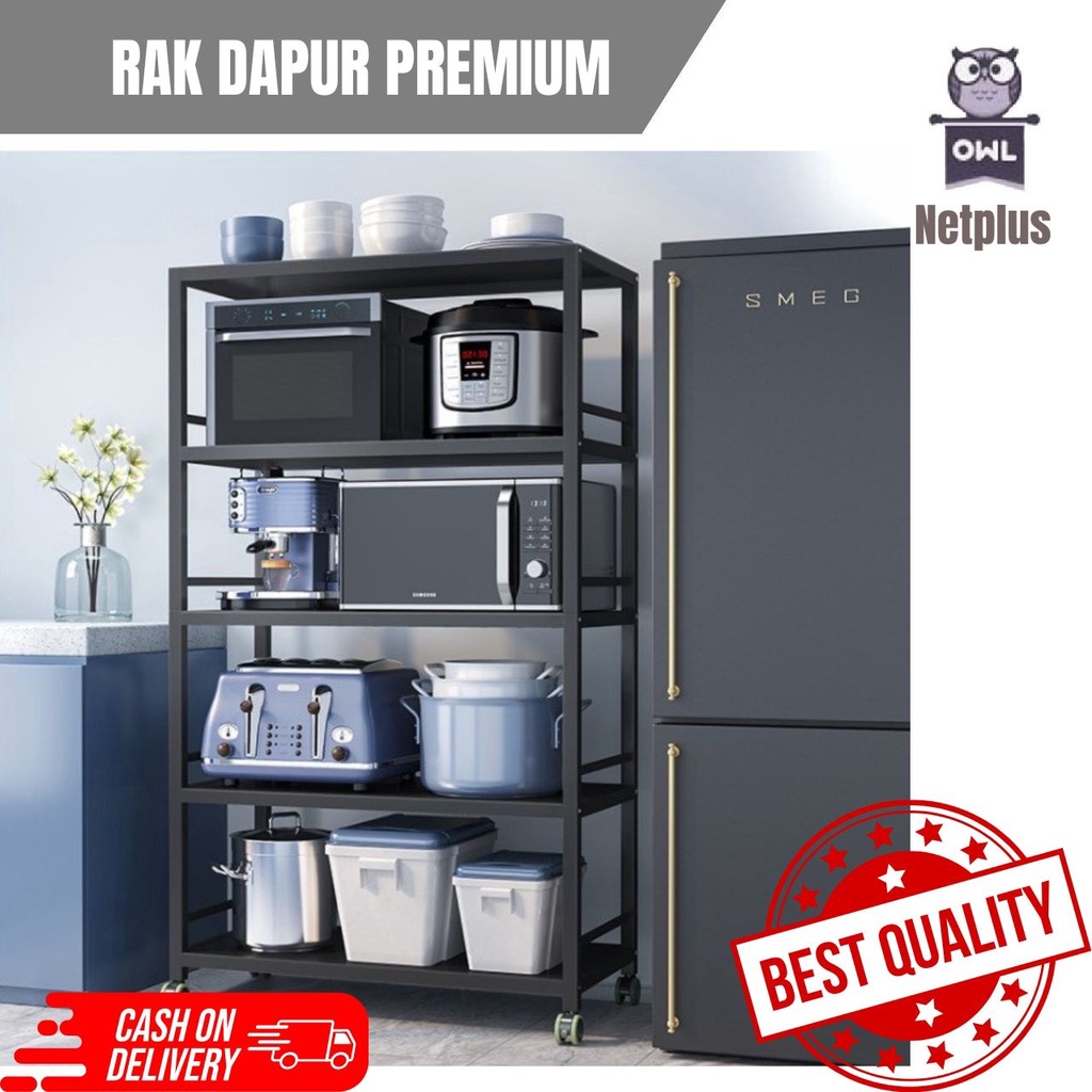 Jual RAK DAPUR BESI MULTIFUNGSI DENGAN RODA RAK PENYIMPANAN PREMIUM ...