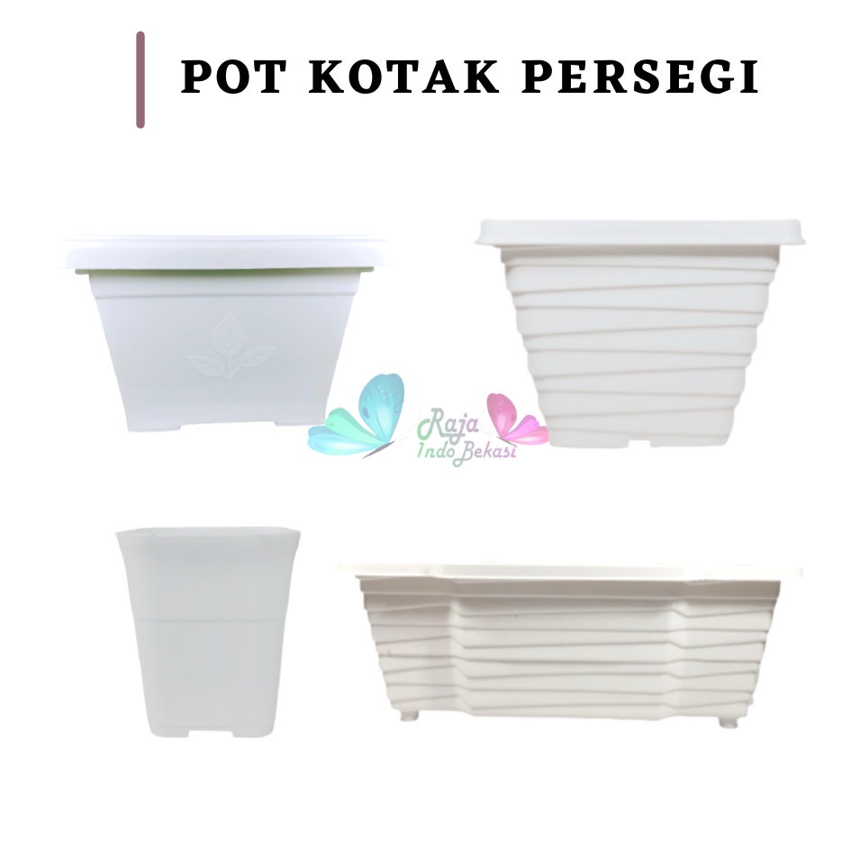 Jual Pot Kotak Persegi Putih Hitam Besar 8 15 20 21 25 40 Pot Bunga ...