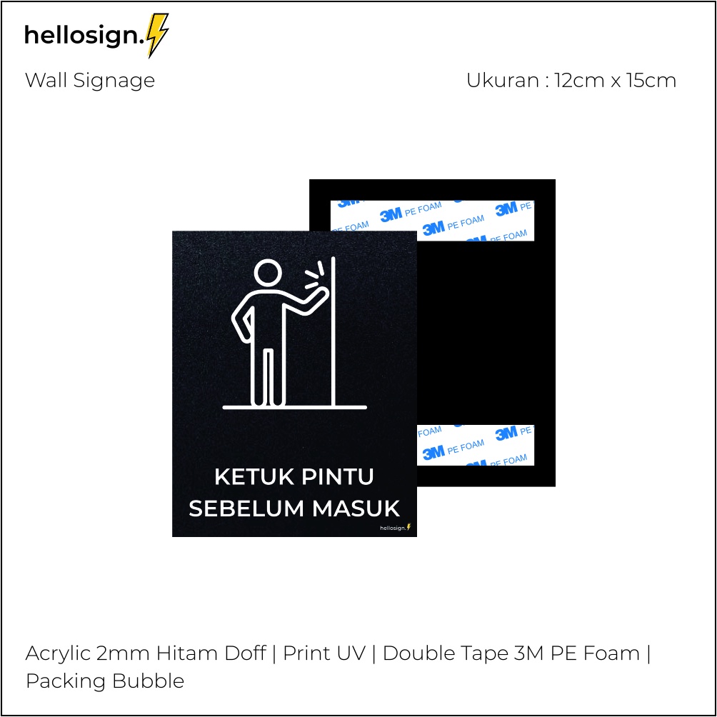 Jual Sign Akrilik KETUK PINTU SEBELUM MASUK | Print Papan Nama Tulisan ...