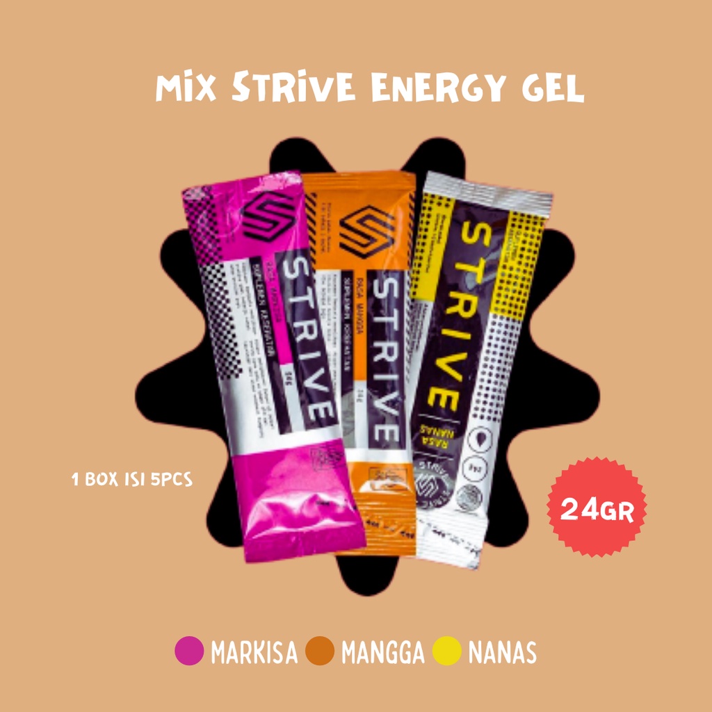 Jual STRIVE ENERGY GEL MIX 1 Box isi 5pcs - 3 varian rasa campur ...